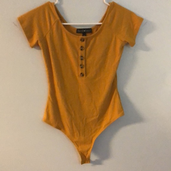Derek Heart | Tops | Derek Heart Mustard Yellow Shirt Unitard With ...